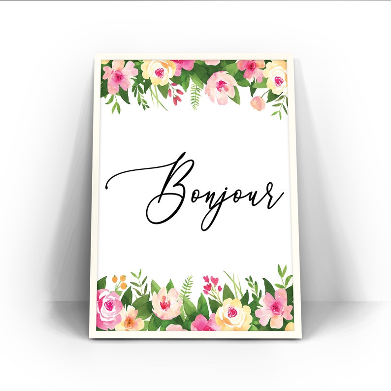 Bonjour Printable, Bonjour Print, Bonjour Wall Art, Bonjour Sign ...