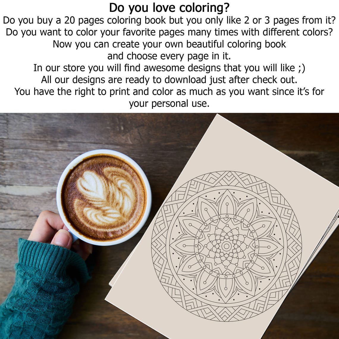 Mandala Coloring Poster, Coloring Mandala Page, Mandala Image to Color ...