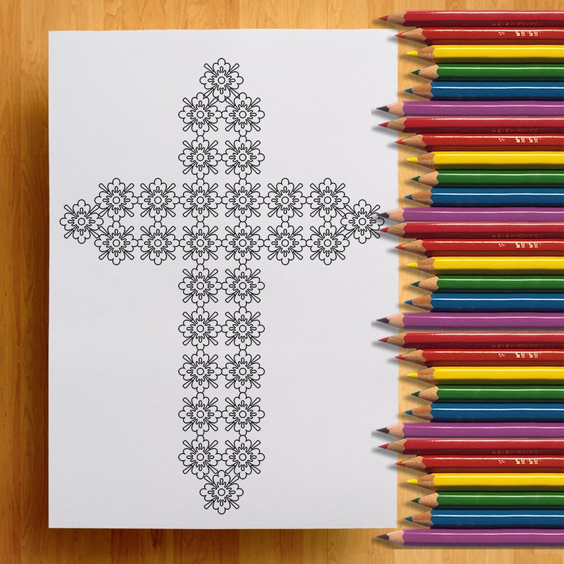 Cross Coloring Page, Christian Coloring Sheet, Religious Coloring ...