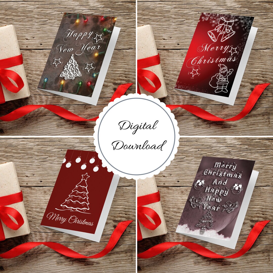 Christmas Printable Gift Card Christmas Card Set of 4 Downloadable - Etsy