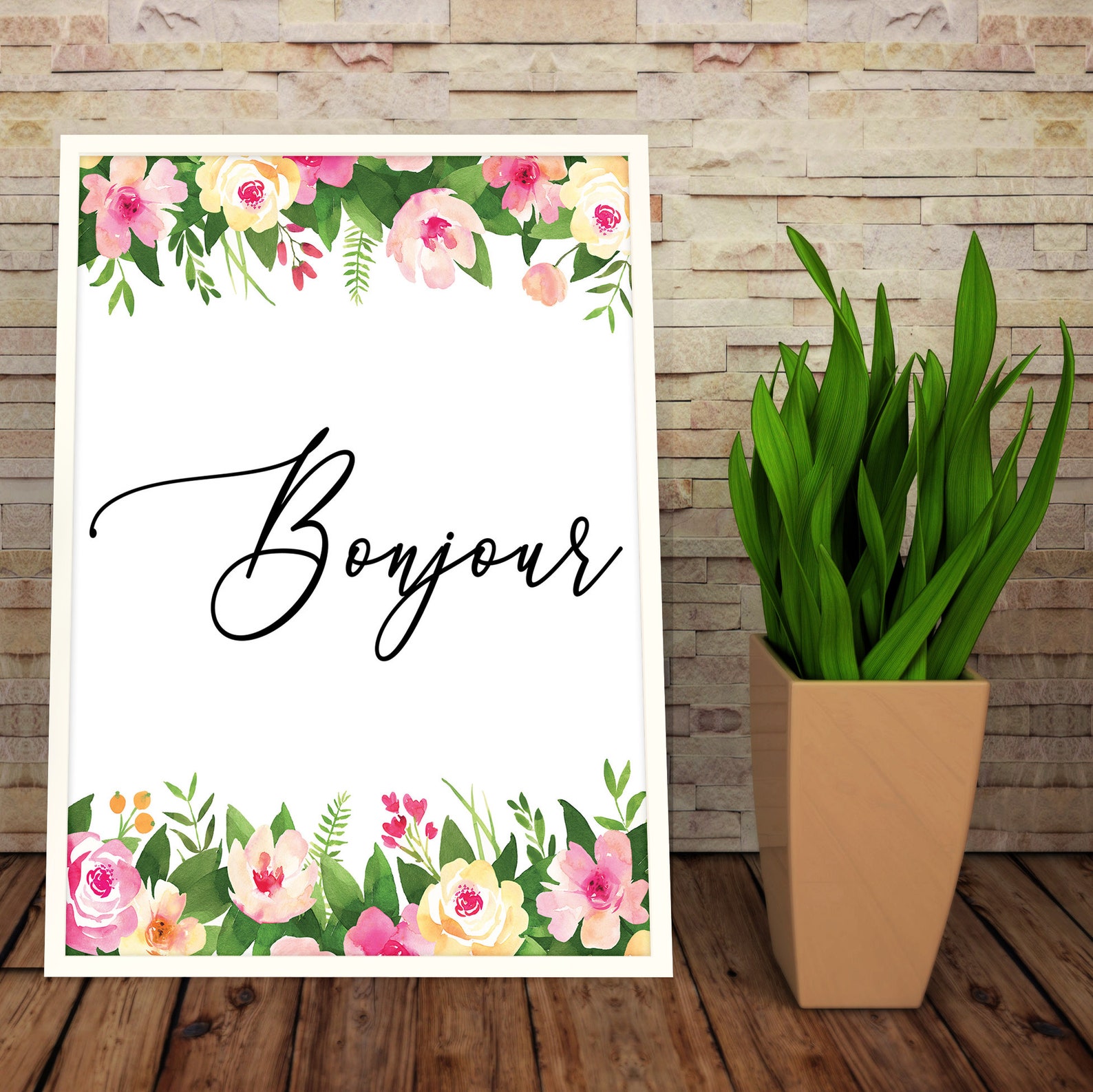 Bonjour Printable, Bonjour Print, Bonjour Wall Art, Bonjour Sign ...
