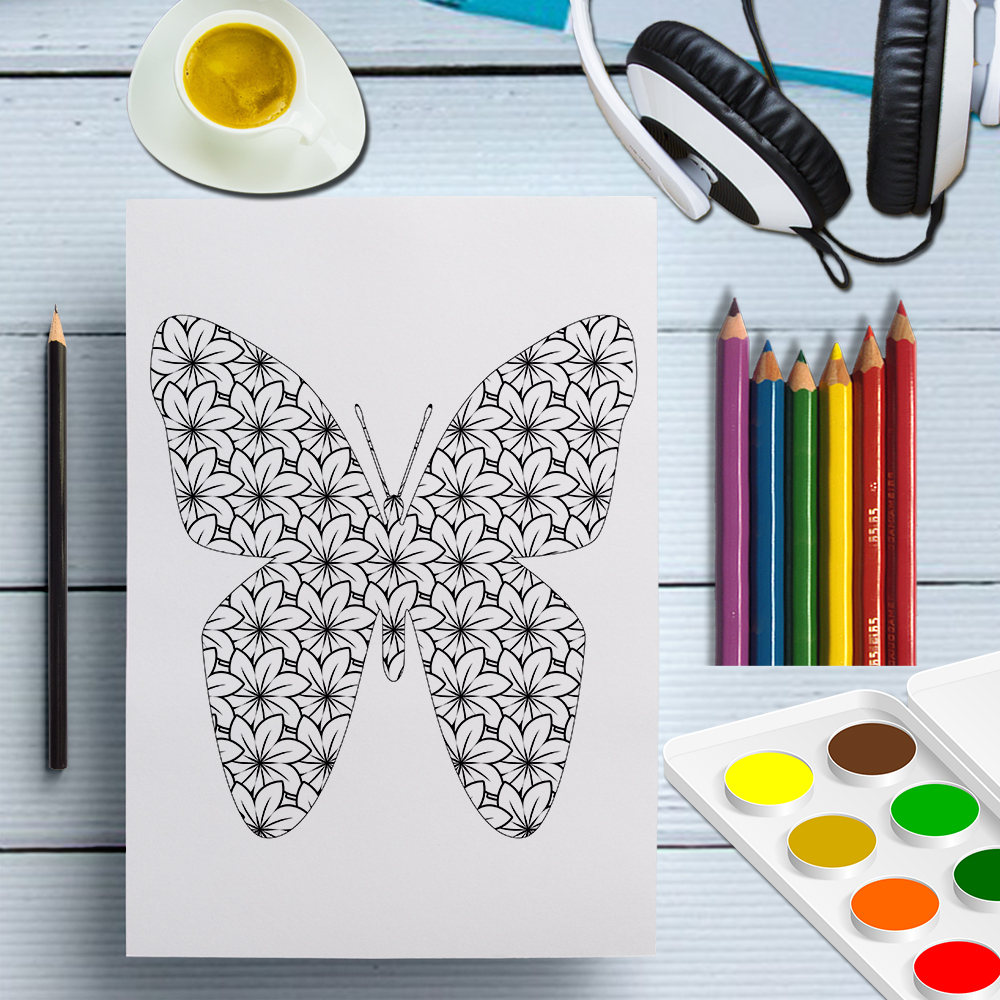 Coloring Page Party Favors, Printable Coloring Page Childer, Butterfly ...