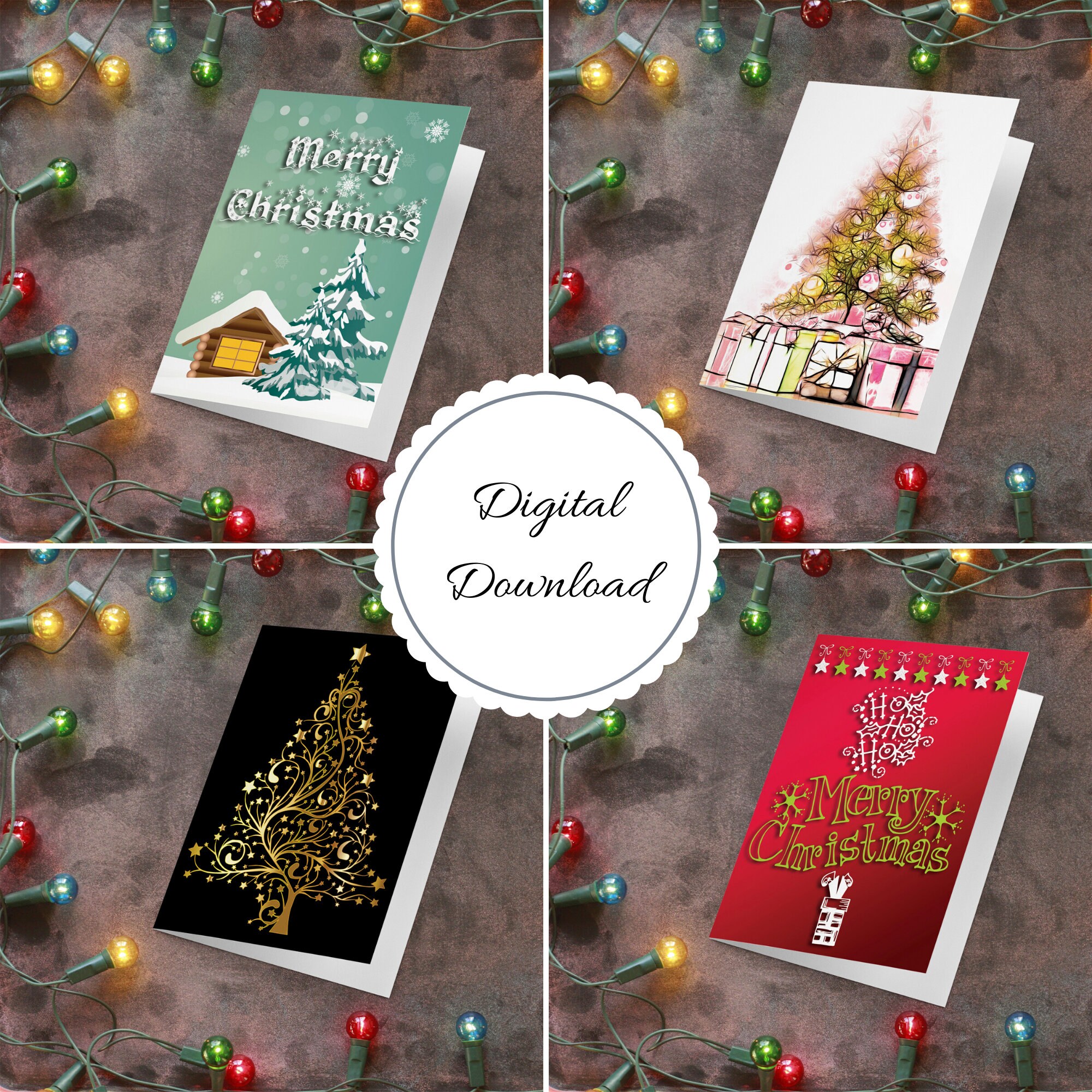Holiday Cards Template Landscape Christmas Cards Printable Happy ...