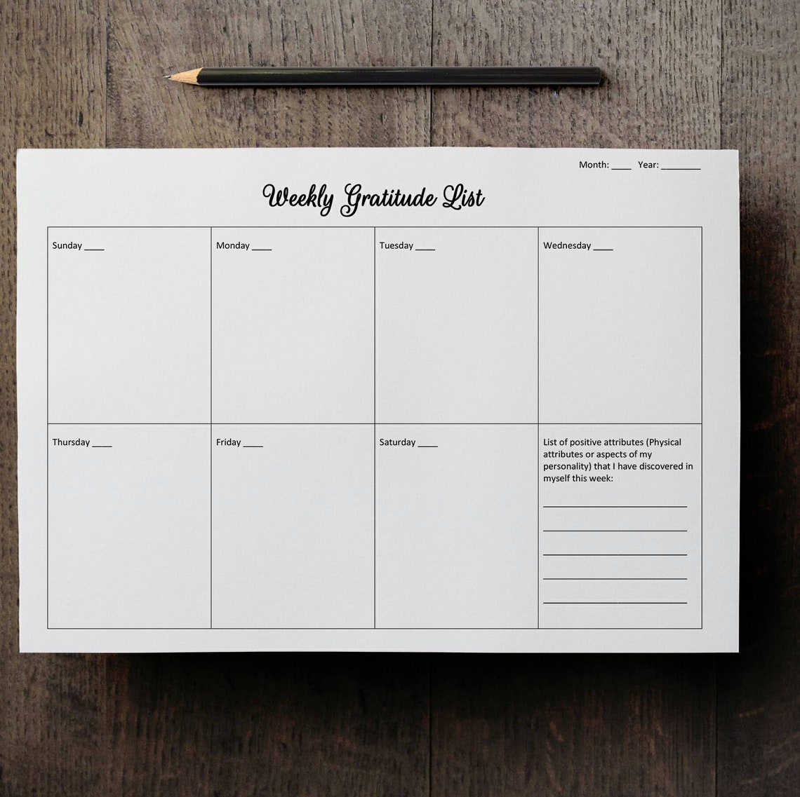 Gratitude Planner Printable Positive Journal 2020 Planner Insert ...