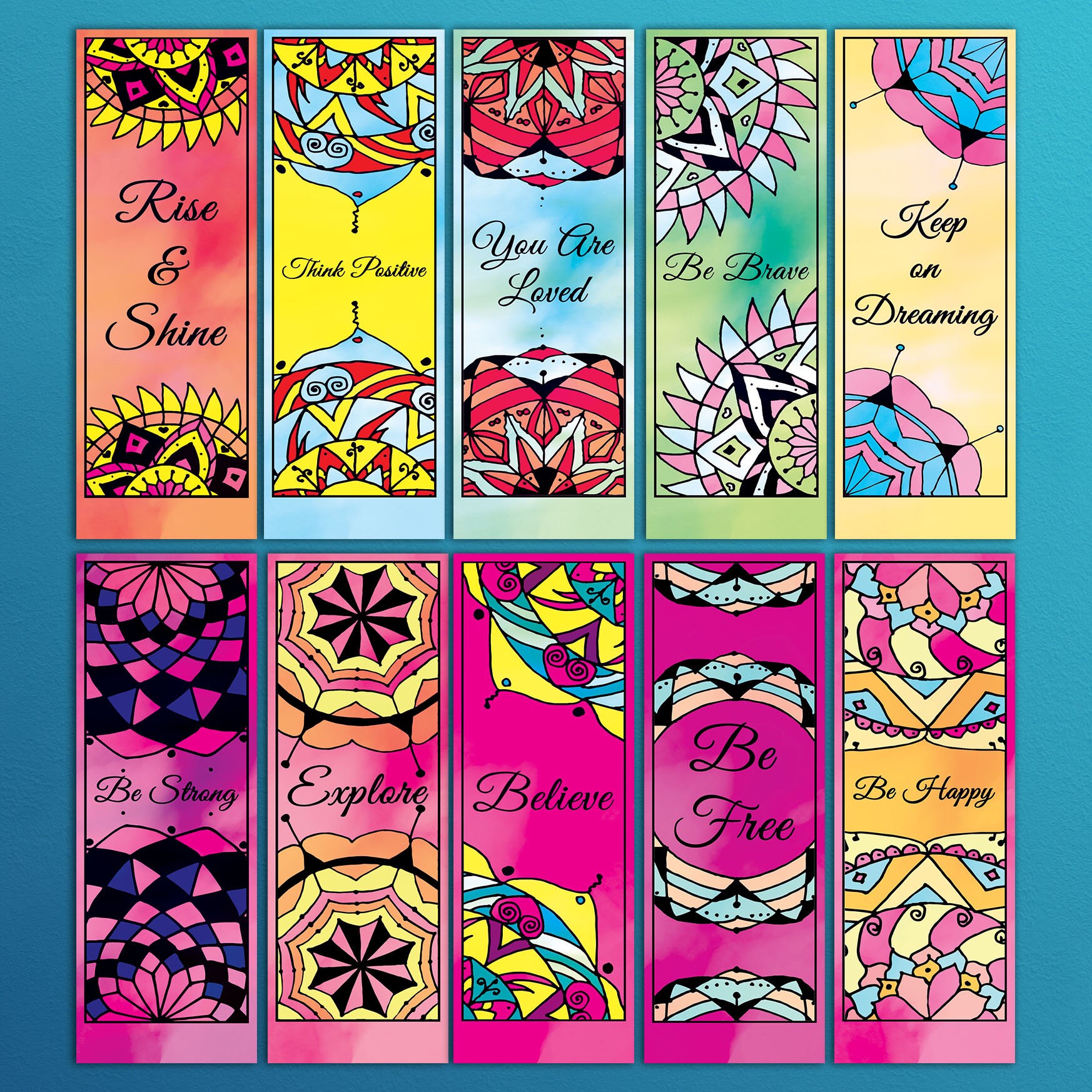 Planner Bookmark Digital Book Lover Gift Watercolor | Etsy