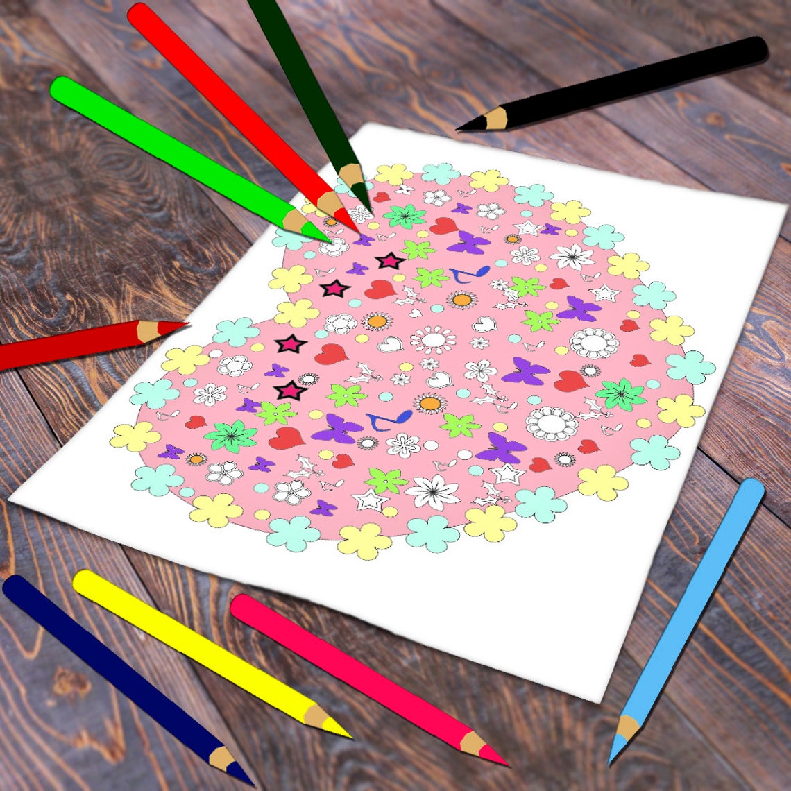 Adult Coloring Book of Hearts, Coloring Pages Printable, Heart Coloring ...