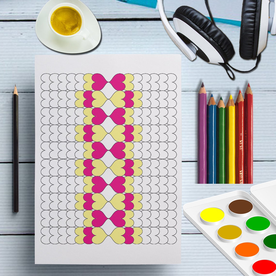 Adult Coloring Book of Hearts, Coloring Pages Printable, Heart Coloring ...