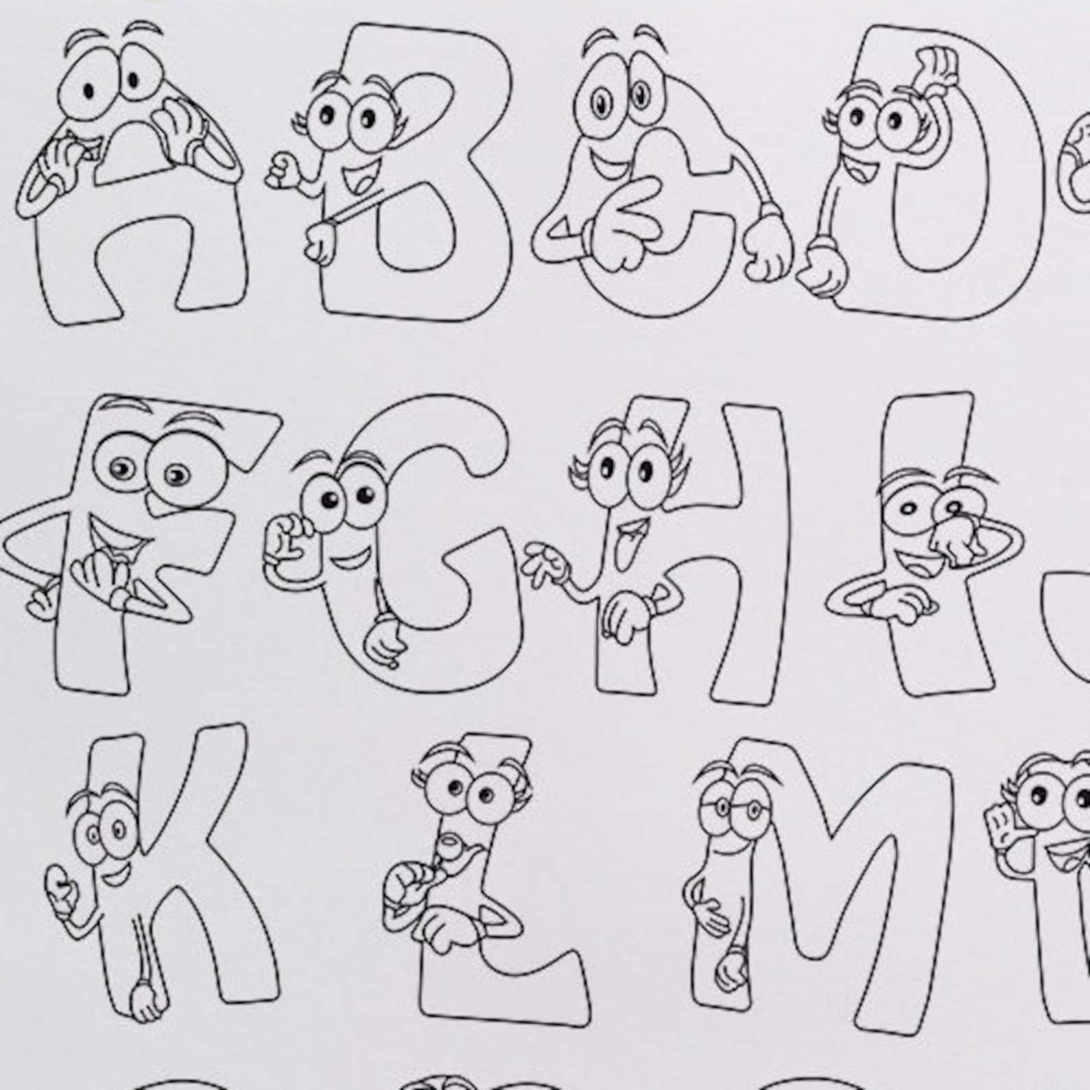 Funny ABC Coloring Page, Preschool Printable Games, Kids Learning ...