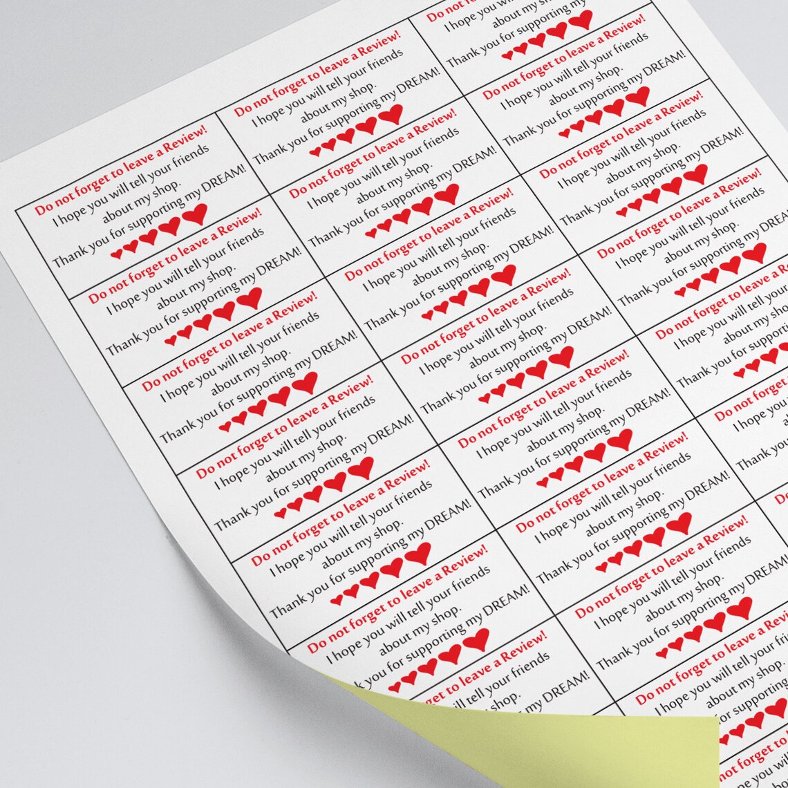 5 Star Review Small Business Review Stickers Printable Shop - Etsy
