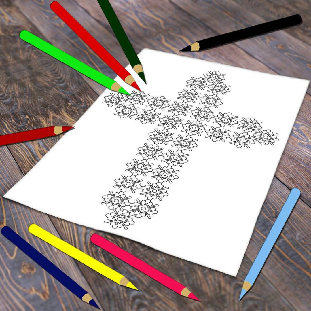 Cross Coloring Page, Christian Coloring Sheet, Religious Coloring ...