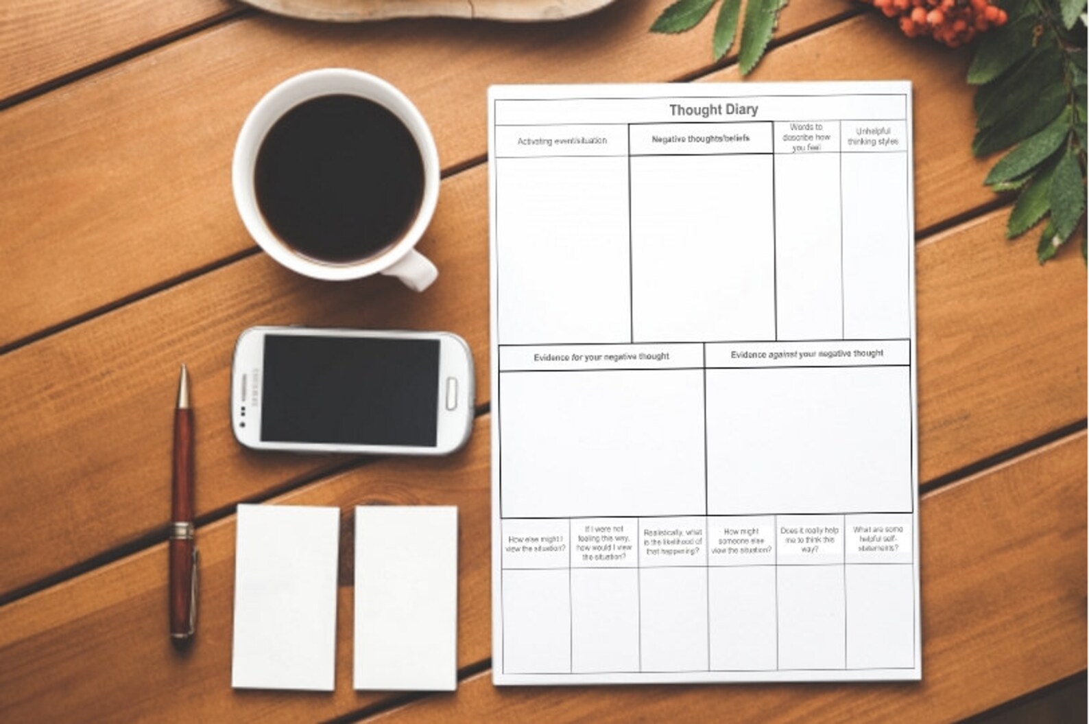 Negative Thoughts Diary, Digital Journal, Thoughts Organizer Printable ...