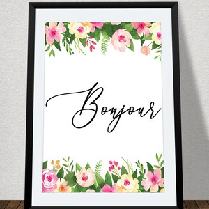 Bonjour Printable, Bonjour Print, Bonjour Wall Art, Bonjour Sign ...