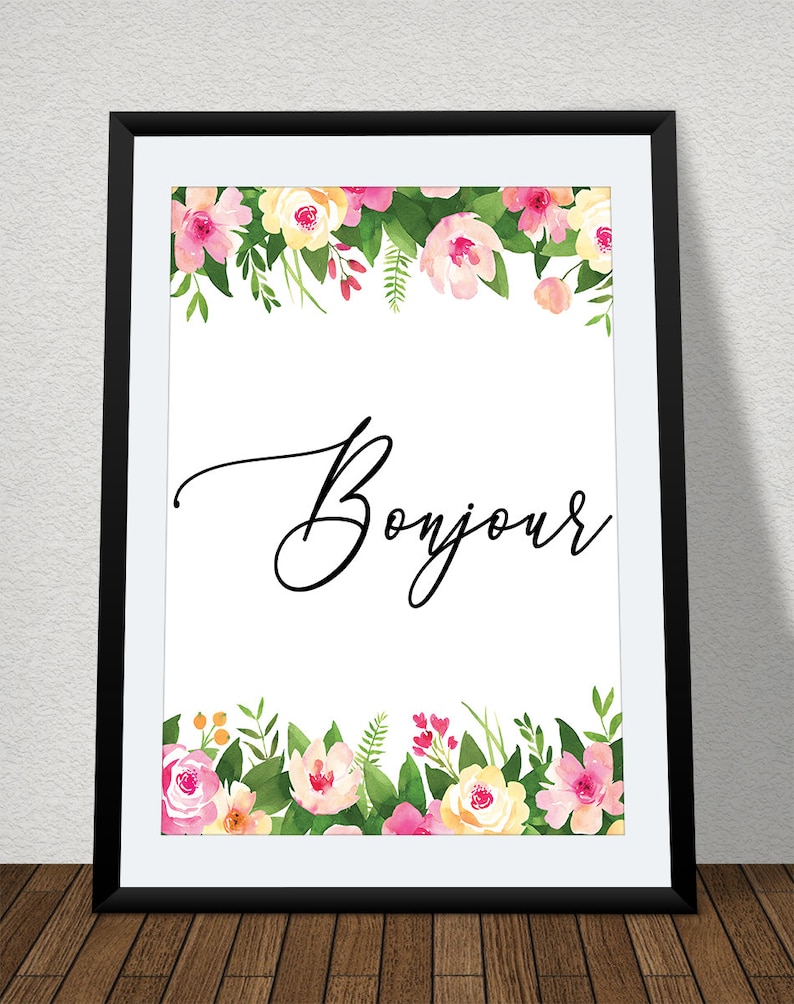 Bonjour Printable, Bonjour Print, Bonjour Wall Art, Bonjour Sign ...