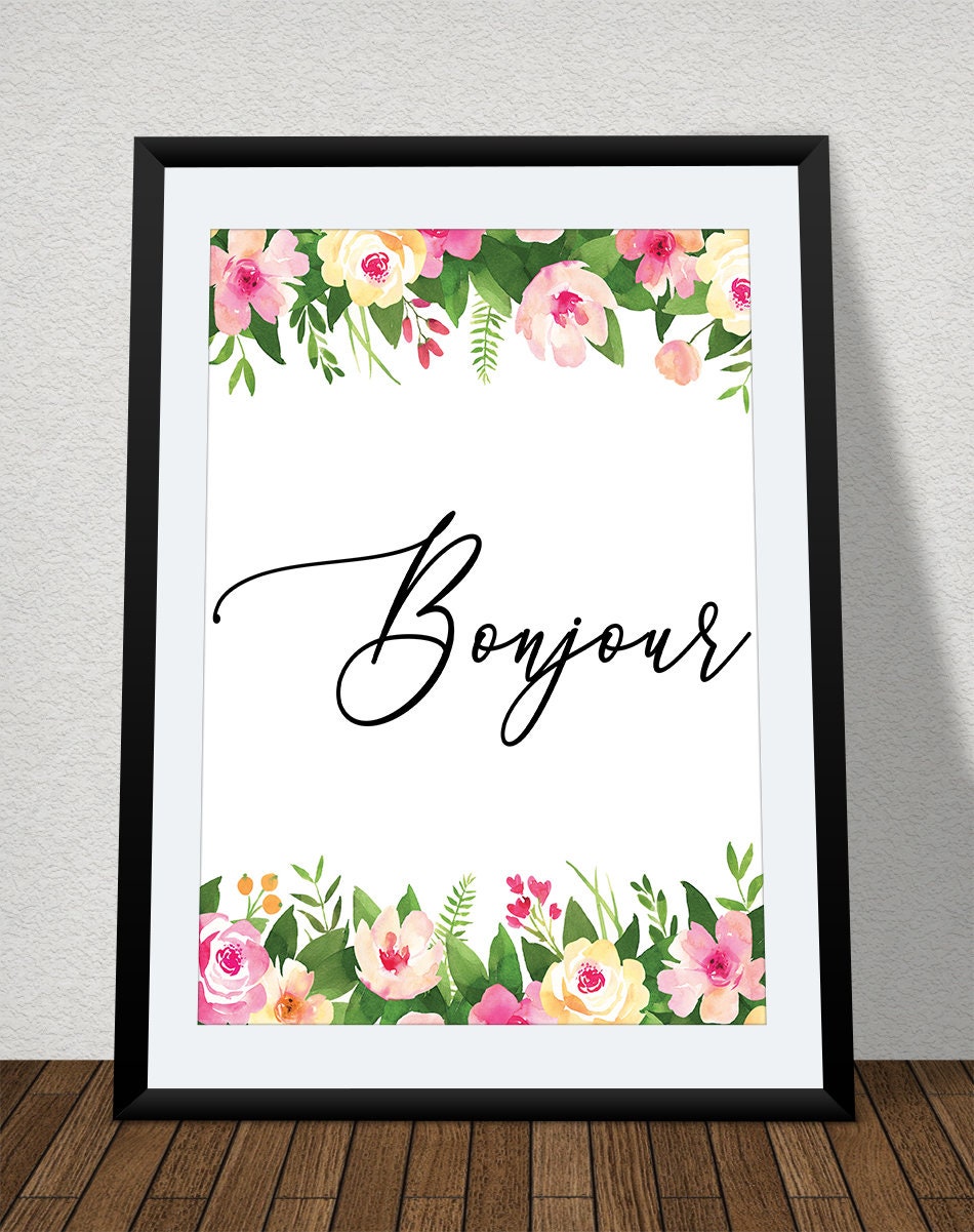 Bonjour Printable, Bonjour Print, Bonjour Wall Art, Bonjour Sign ...