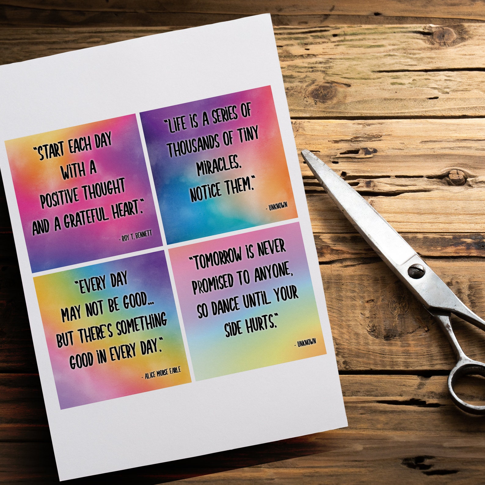10 Positive Life Quotes Cards, Printable Encouragement Card Set ...