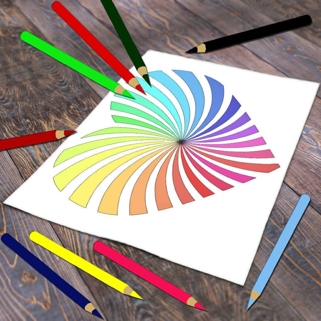 Heart Coloring Pages Printable for Kids, Spiral Coloring Page, Simple ...