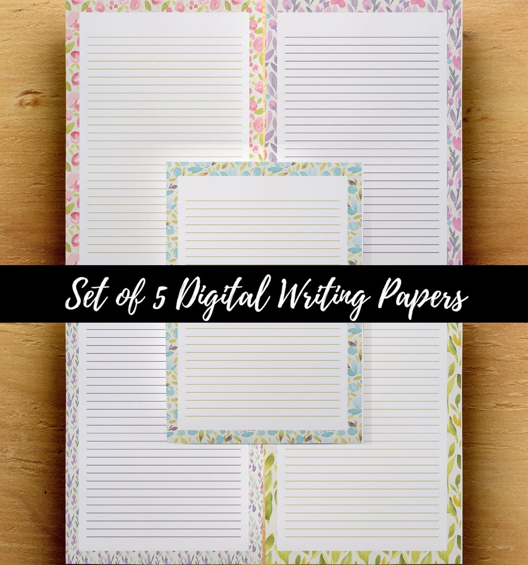 5 Digital Notes Paper, Printable Notes, Printable Notebook Template ...