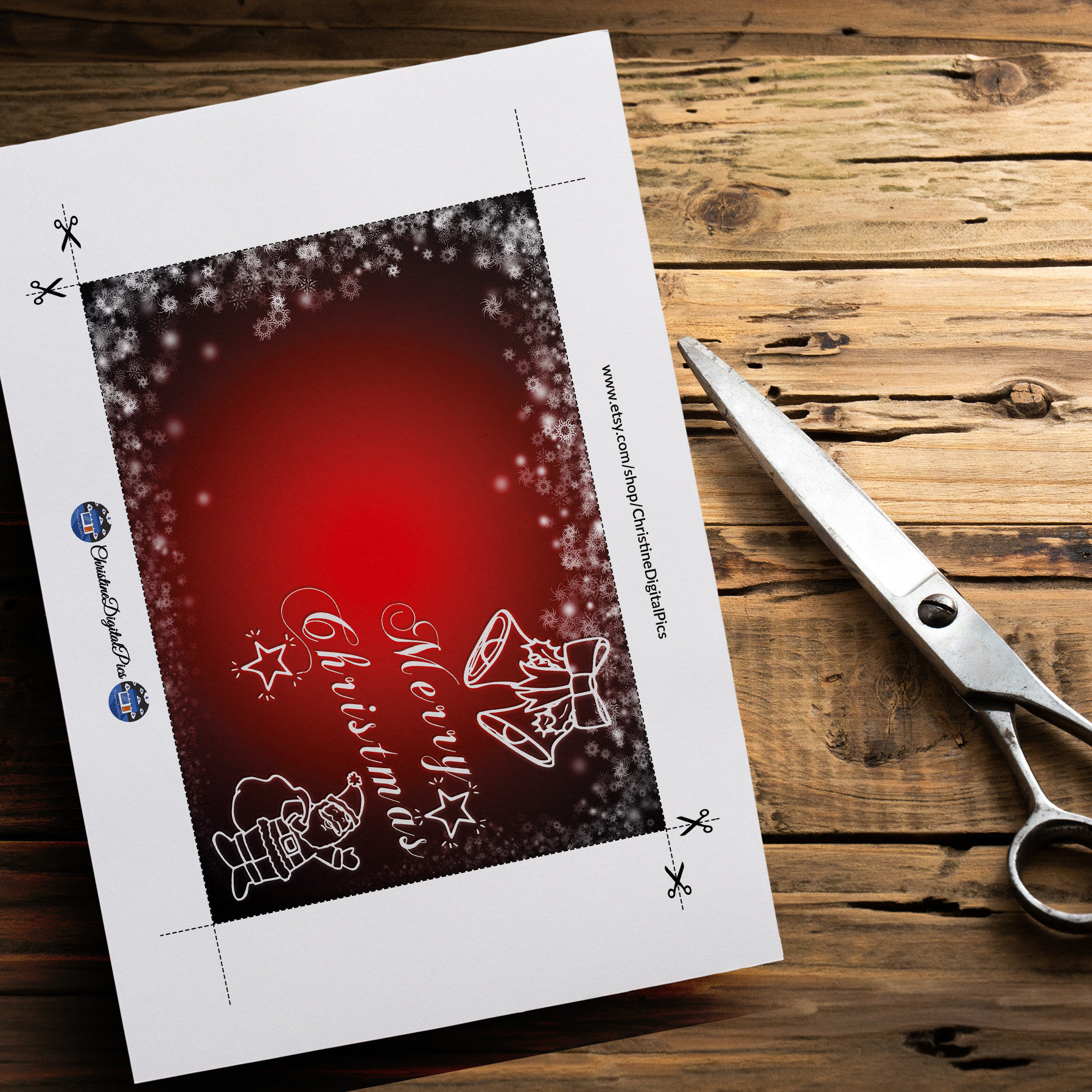 Christmas Printable Gift Card Christmas Card Set of 4 - Etsy