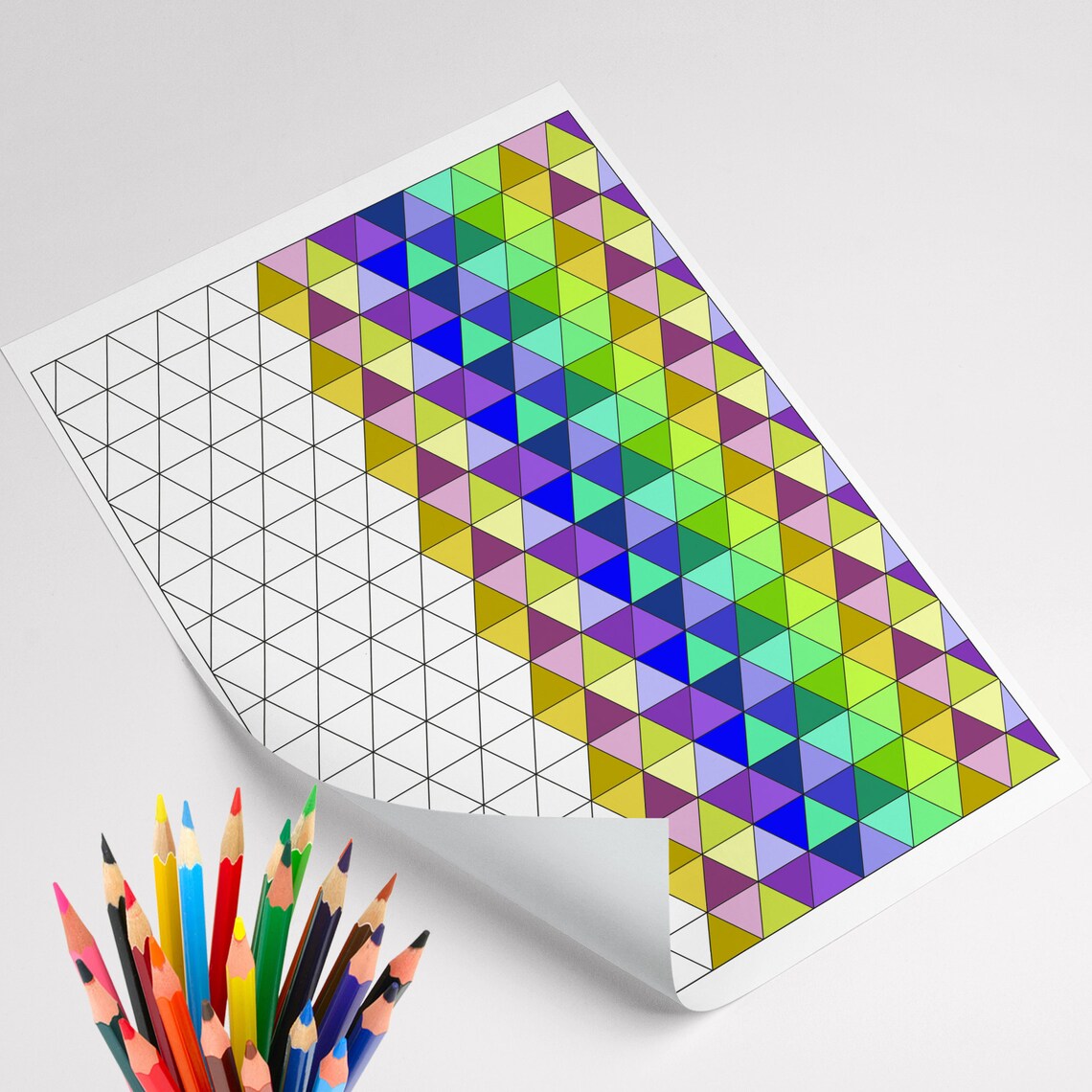 Printable Triangles Coloring Page, Triangles Shape Prints, Geometric ...