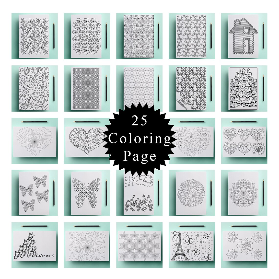 Digital Coloring Book for Adult, Coloring Book Printable, Coloring ...