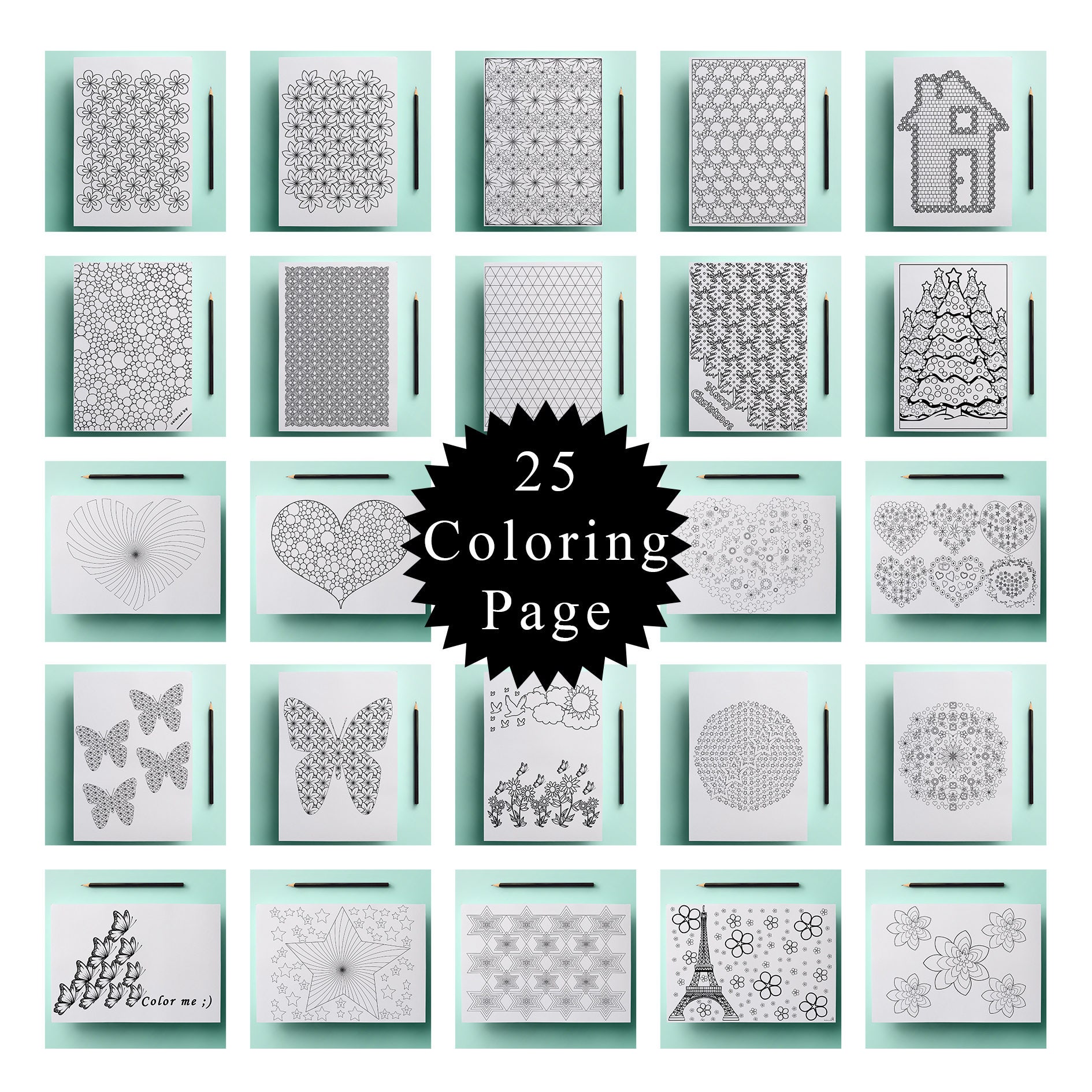 Digital Coloring Book for Adult, Coloring Book Printable, Coloring ...
