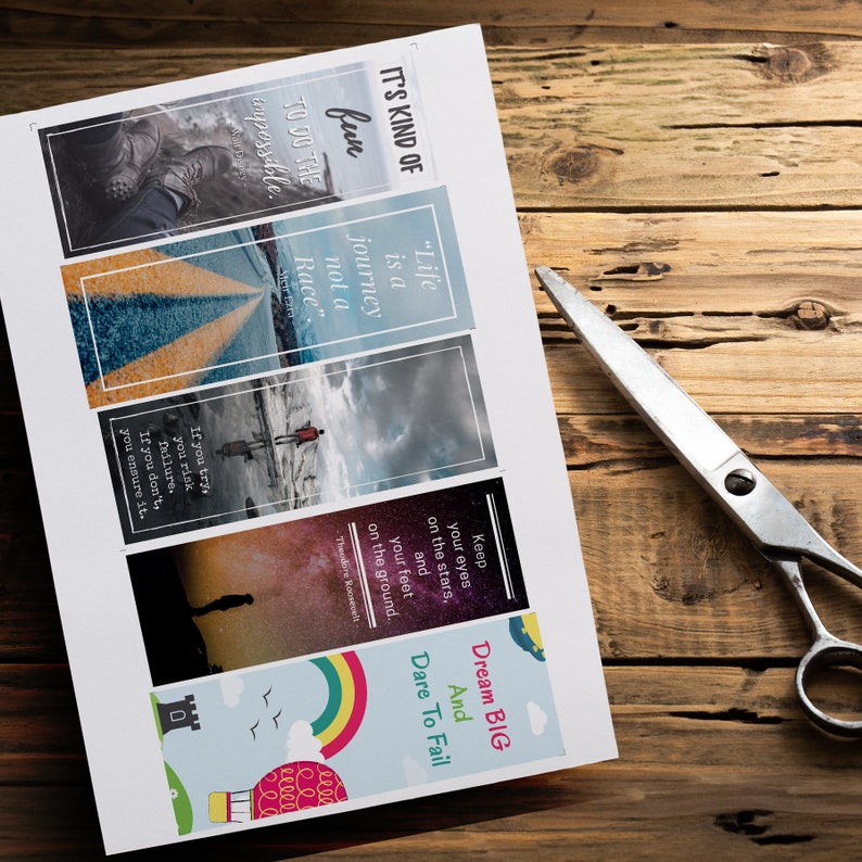 Printable Quote Bookmark Set, Motivational and Inspirational Bookmark ...