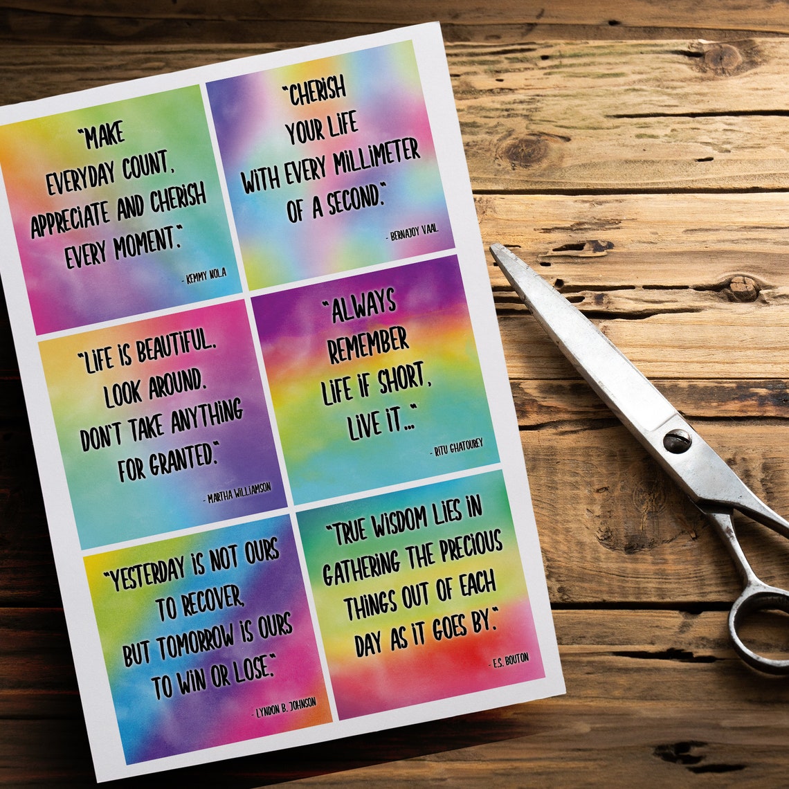 10 Positive Life Quotes Cards, Printable Encouragement Card Set ...