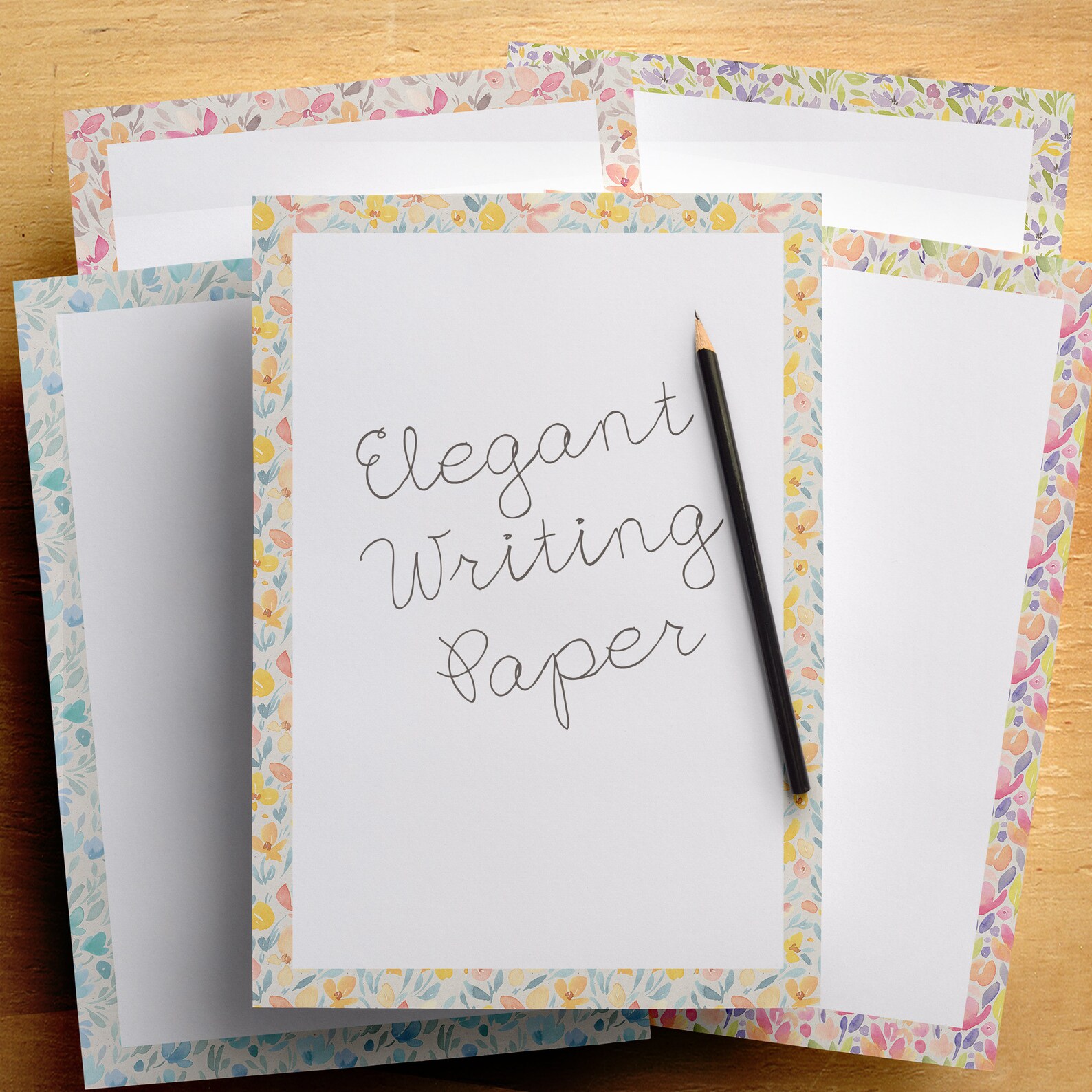 Floral Writing Paper Printable Stationary, Lined Notepaper Printable ...