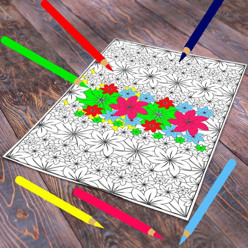 Coloring Pages Adult Mindful Coloring Floral Coloring - Etsy