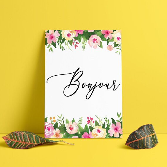 Bonjour Printable Bonjour Print Bonjour Wall Art Bonjour | Etsy