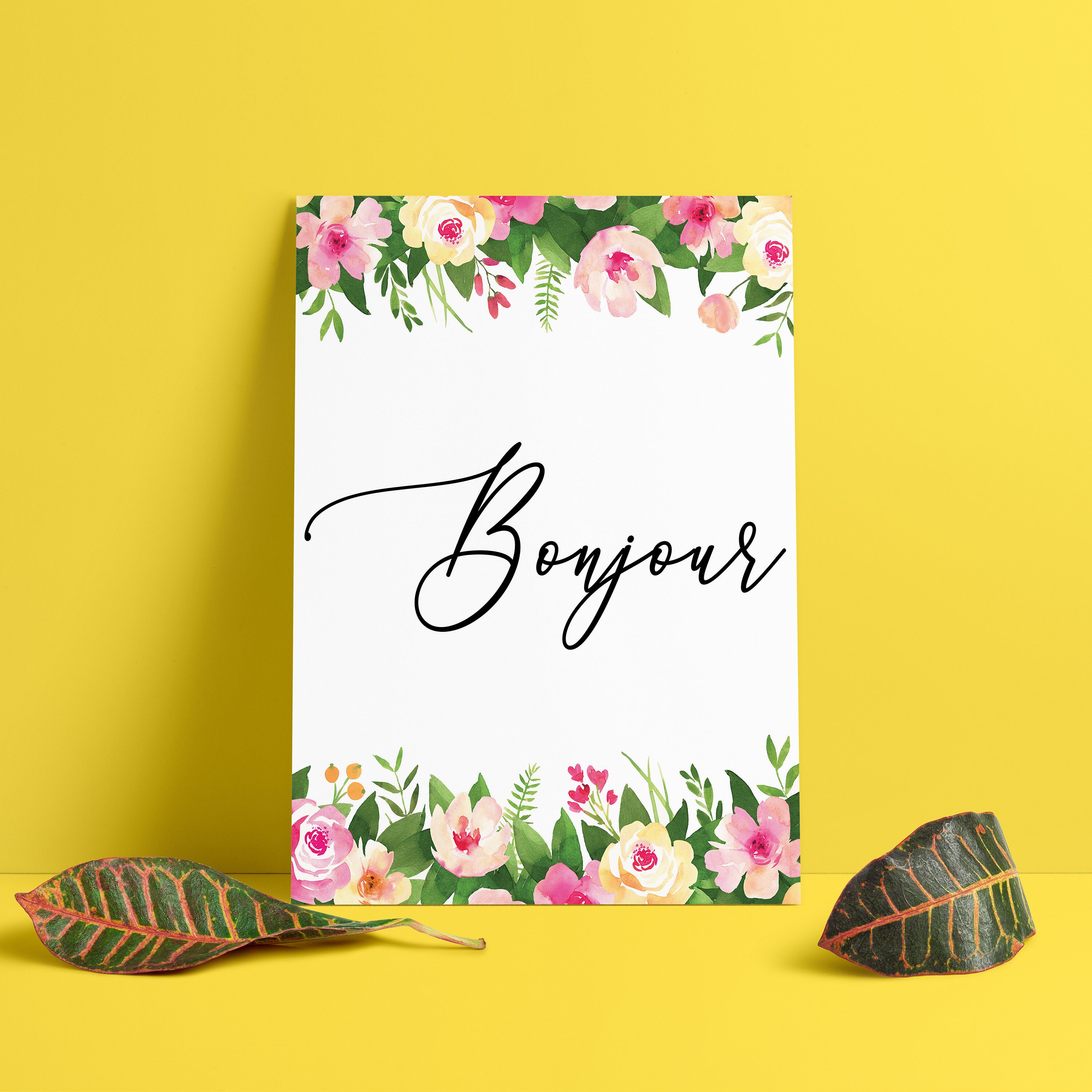 Bonjour Printable, Bonjour Print, Bonjour Wall Art, Bonjour Sign ...