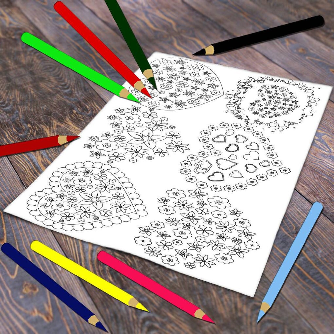 Valentine's Day Crafts for Kids Hearts Coloring Page for - Etsy