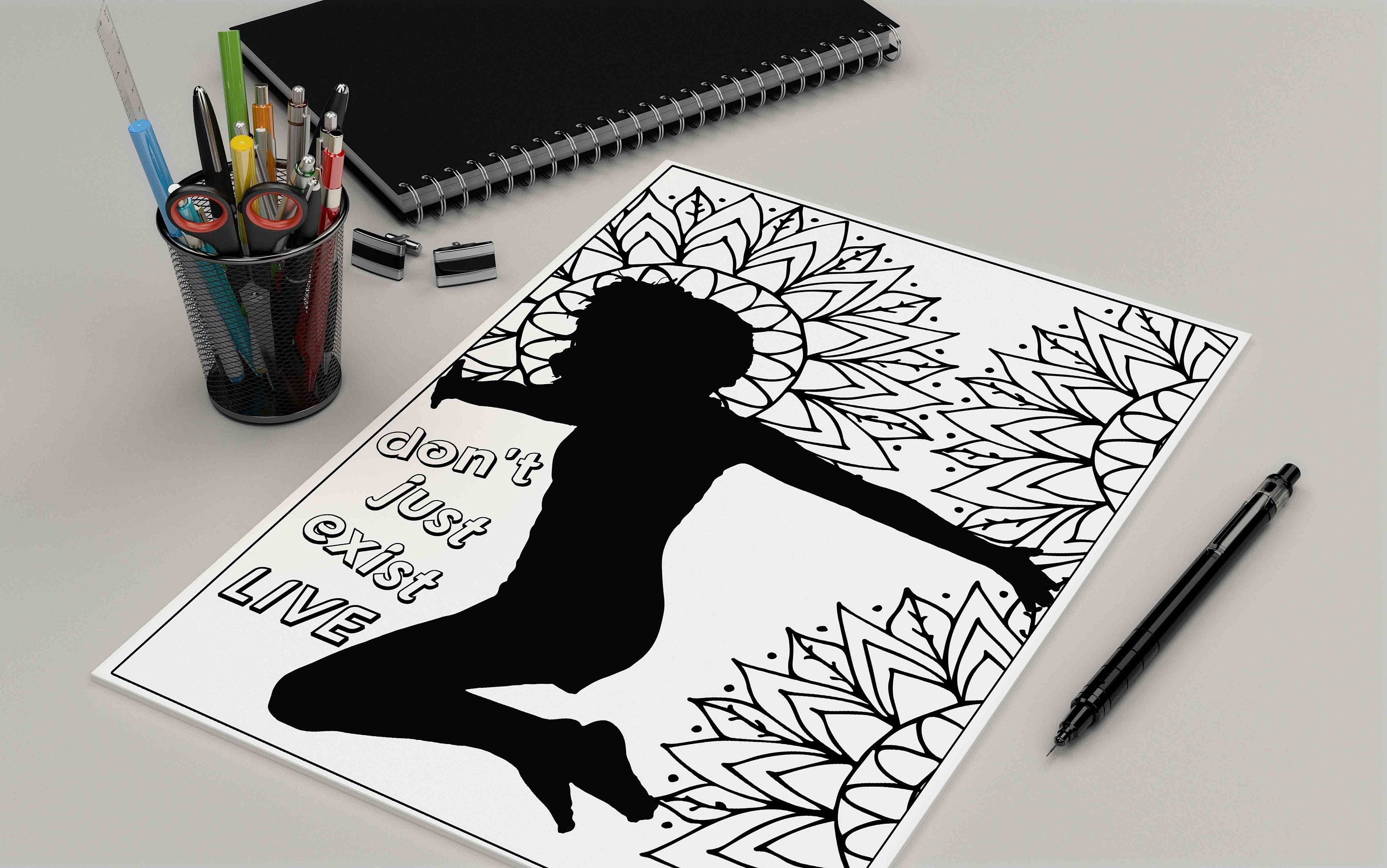 Bundle of 3 Quote Coloring Pages Positive Mindset Printable Happy ...