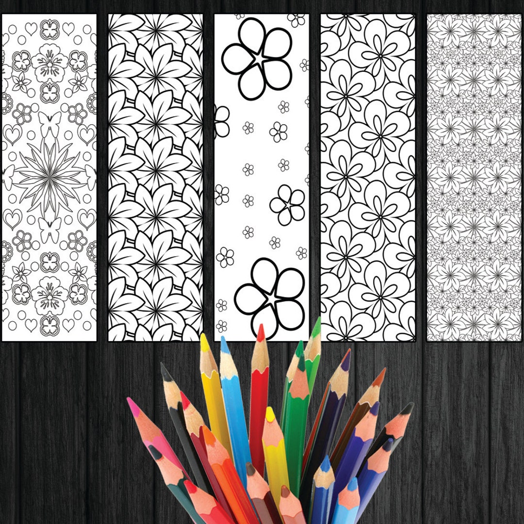5 Coloring Bookmarks, Bookmarks to Color for Kid, Printable Bookmark ...