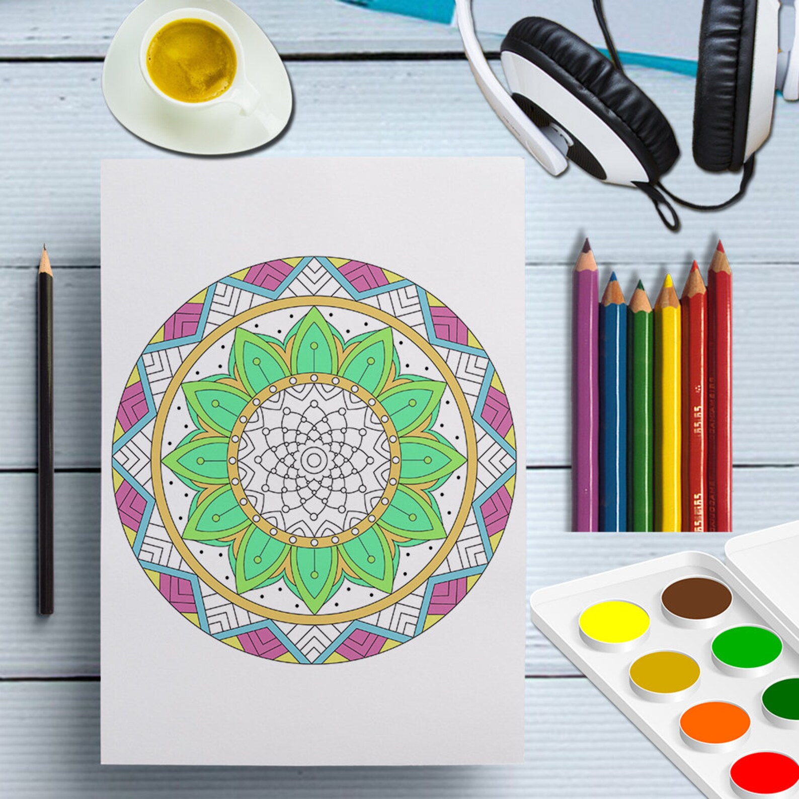 Mandala Coloring Poster, Coloring Mandala Page, Mandala Image to Color ...