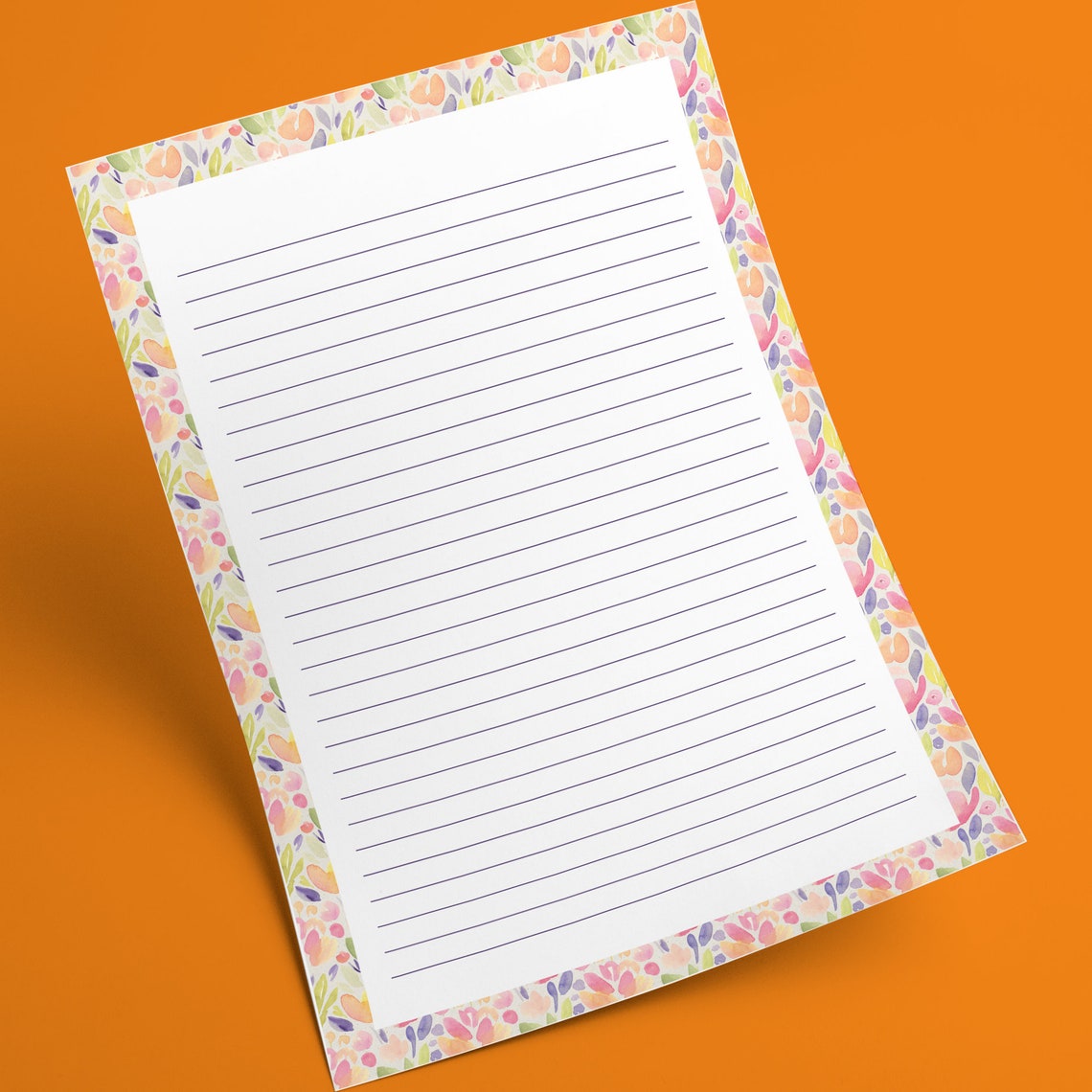 Floral Writing Paper Printable Stationary Lined Notepaper - Etsy