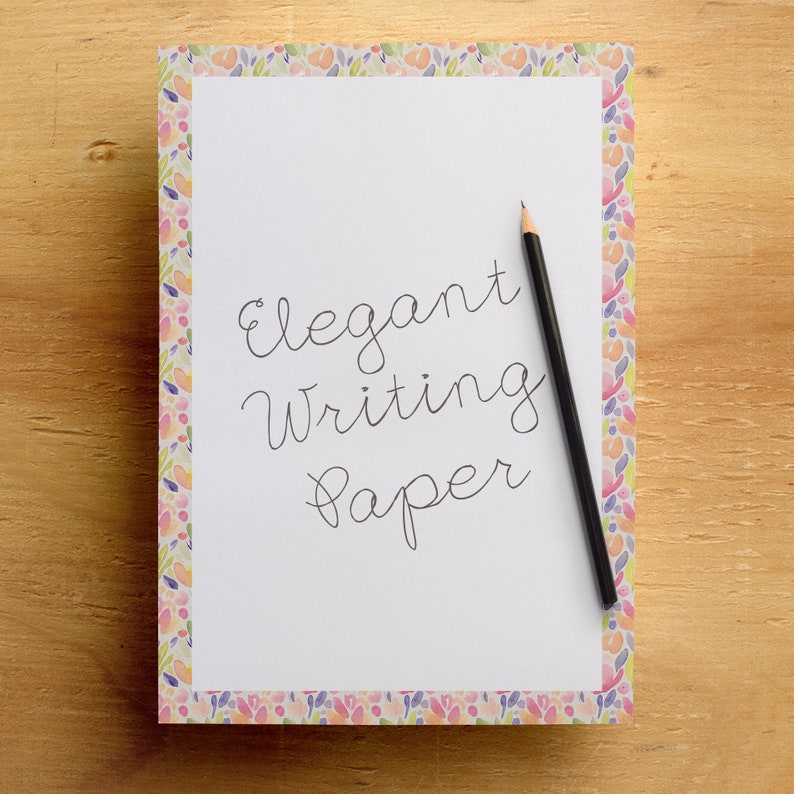 Floral Writing Paper Printable Stationary, Lined Notepaper Printable ...