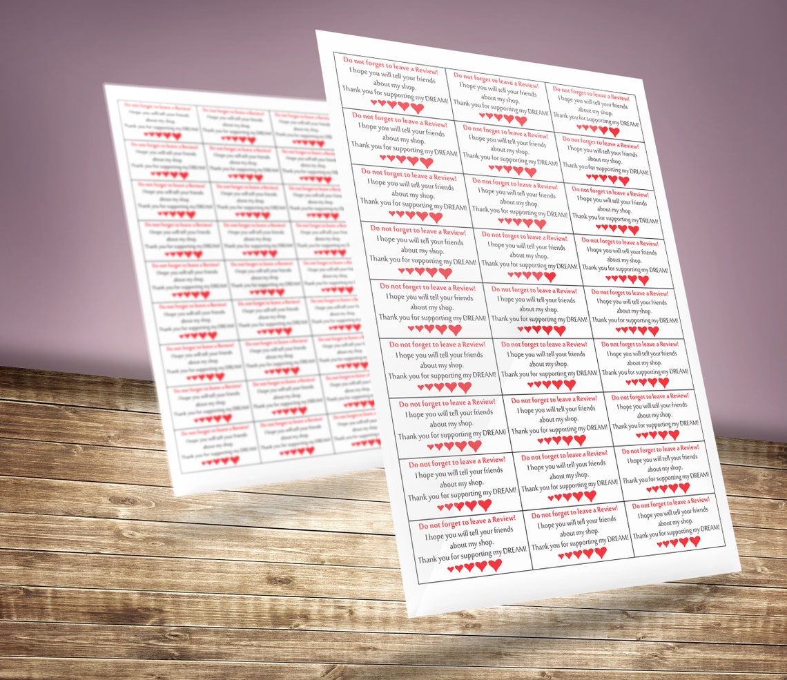 5 Star Review Small Business Review Stickers Printable Shop - Etsy