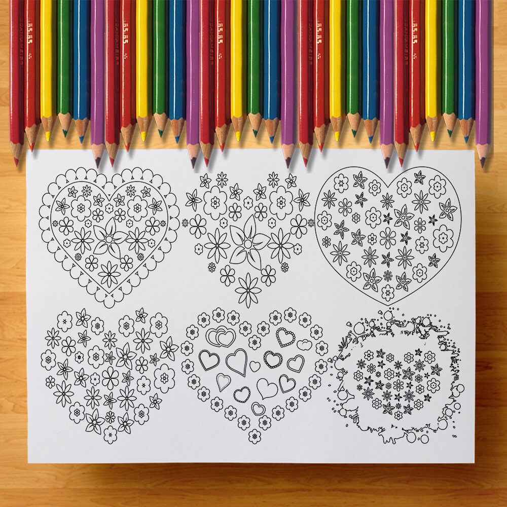 Valentine's Day Crafts for Kids, Hearts Coloring Page for Adults ...
