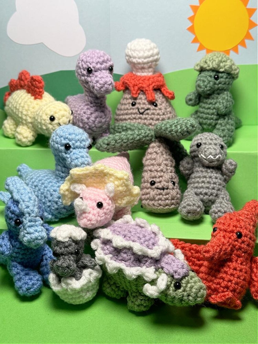 Little Dinos Amigurumi Crochet Patterns Ebook: 12 Mini Dinosaurs (PDF ...