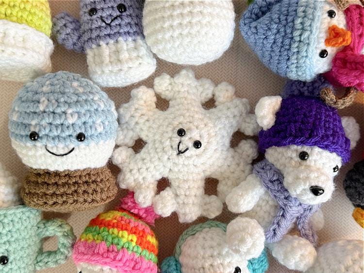 Amigurumi Bitty Blizzard Crochet Patterns: 13 Tiny Winter Designs (PDF ...