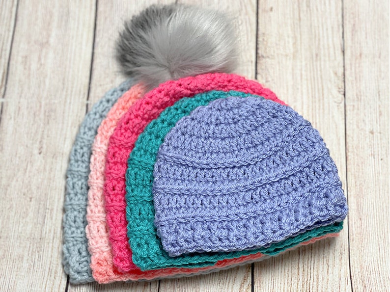 Double Crochet Stripes Crochet Hat Pattern PDF Download 5 Sizes Adult ...