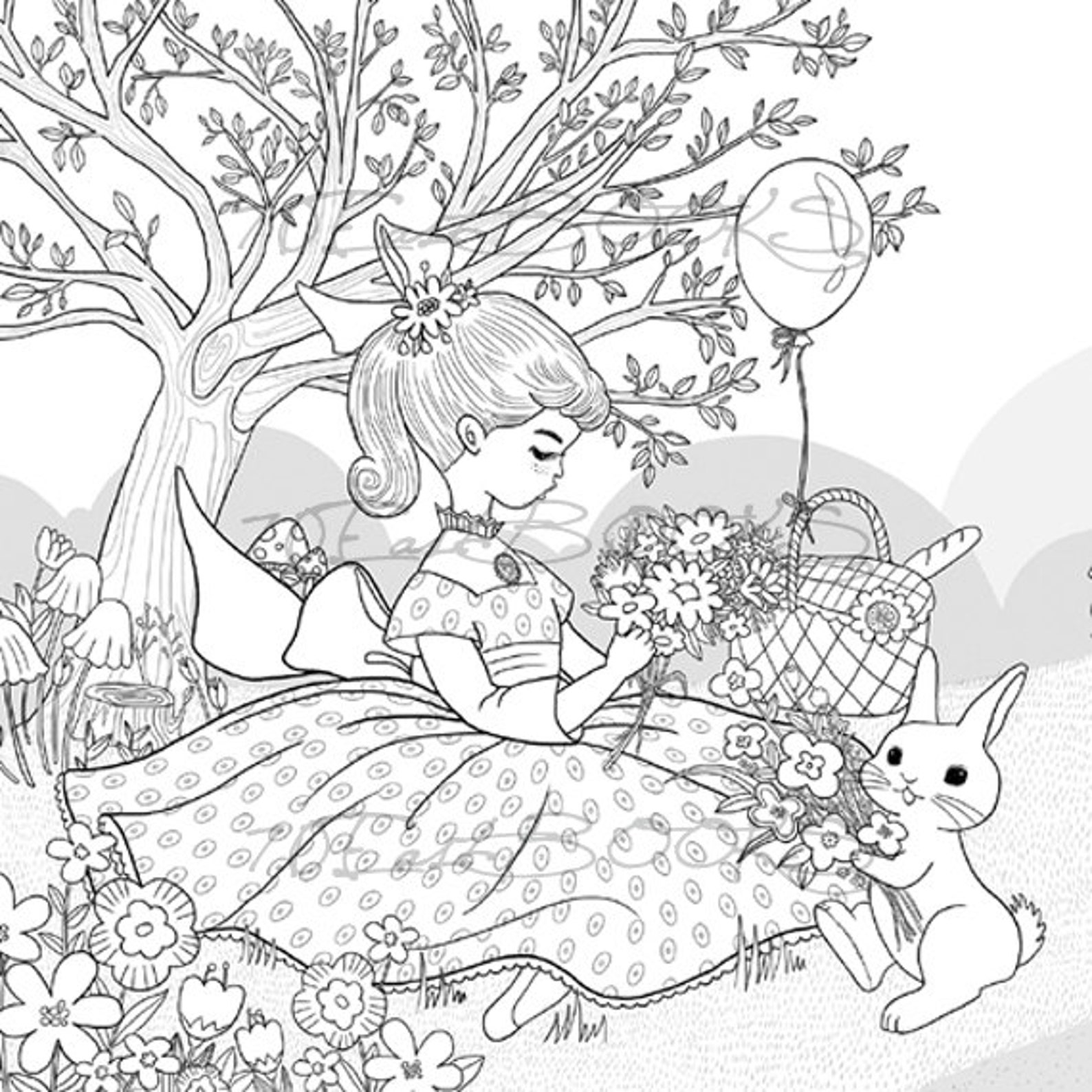 Bunny Girl Coloring Book for Adult by Kim Kyung Suk Rabbit | Etsy