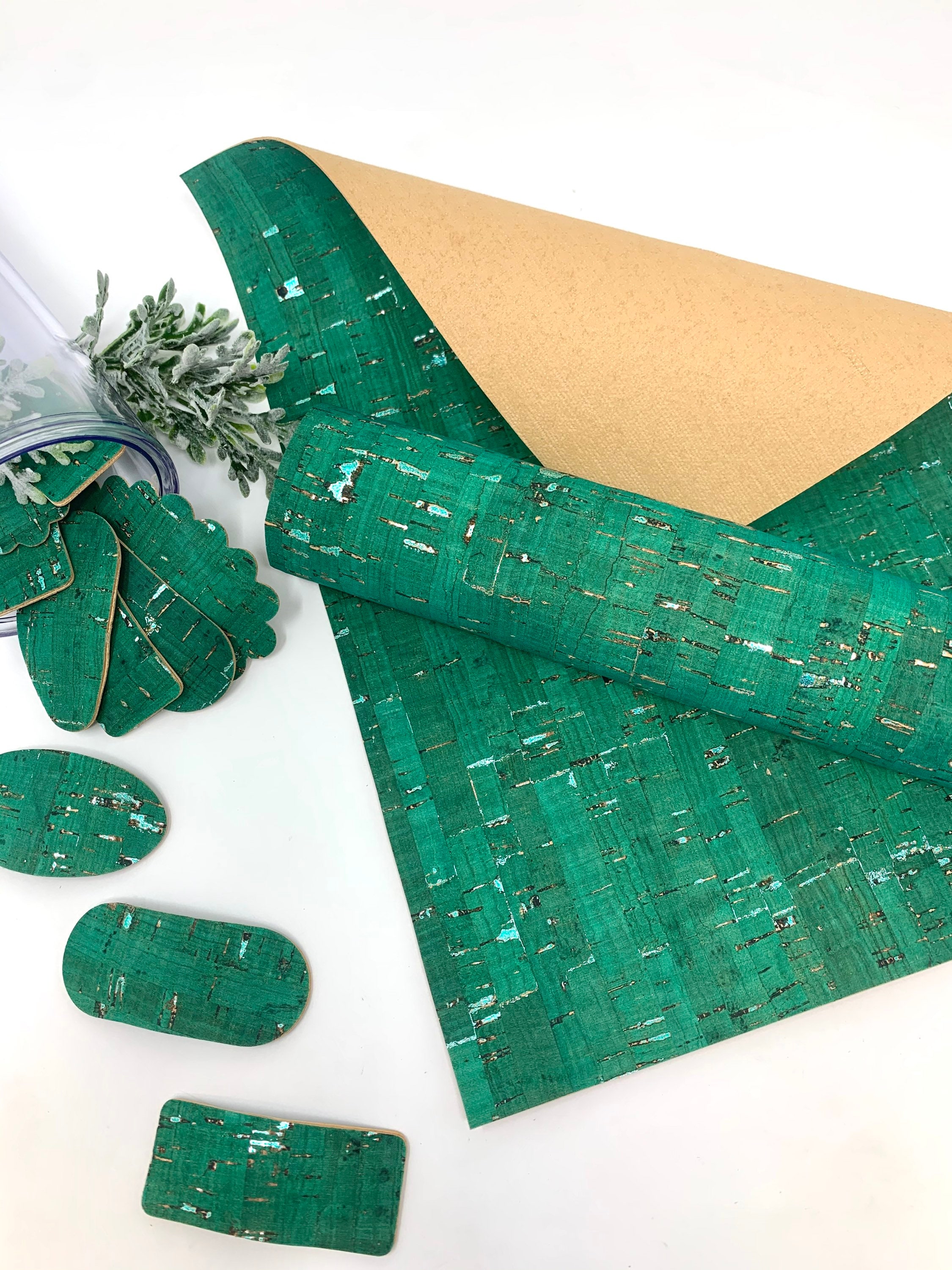 GREEN Cork Print Leather Sheets. Cork Sheets Green Cork. Cork - Etsy