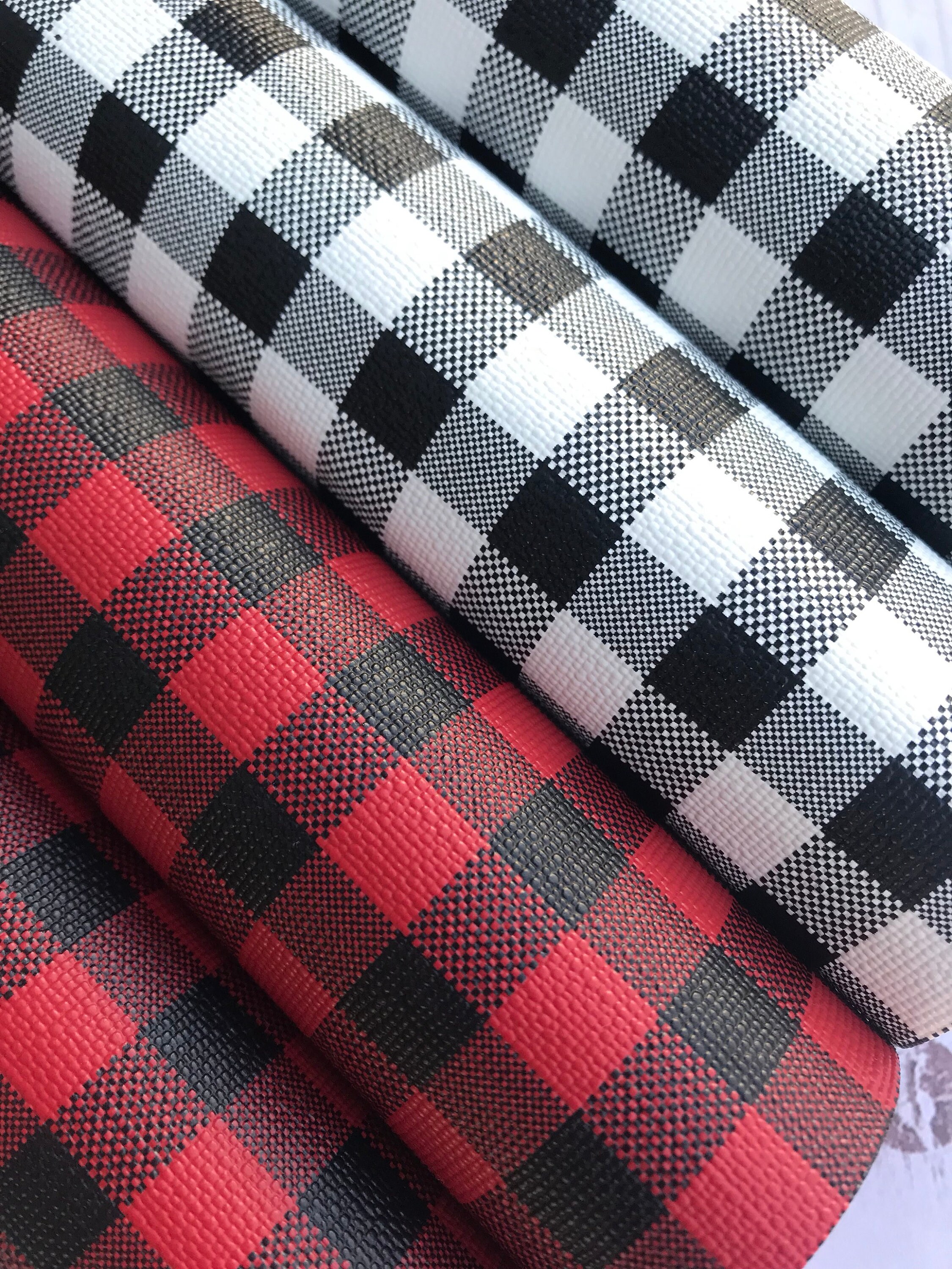 Buffalo plaid leather rolls 8x52 small print PVC leather | Etsy