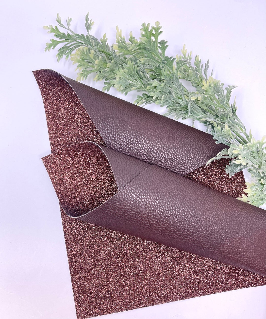 S21 DARK Brown Double Sided Faux Leather Sheet. With Fine Brown Glitter ...