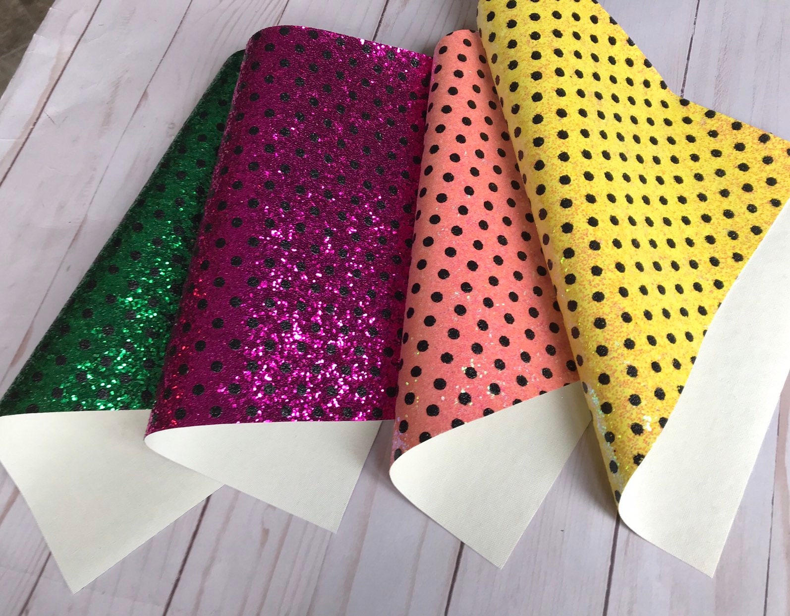POLKA DOTS Glitter Sheets Glitter Sheets Woth Canvas Backing. - Etsy