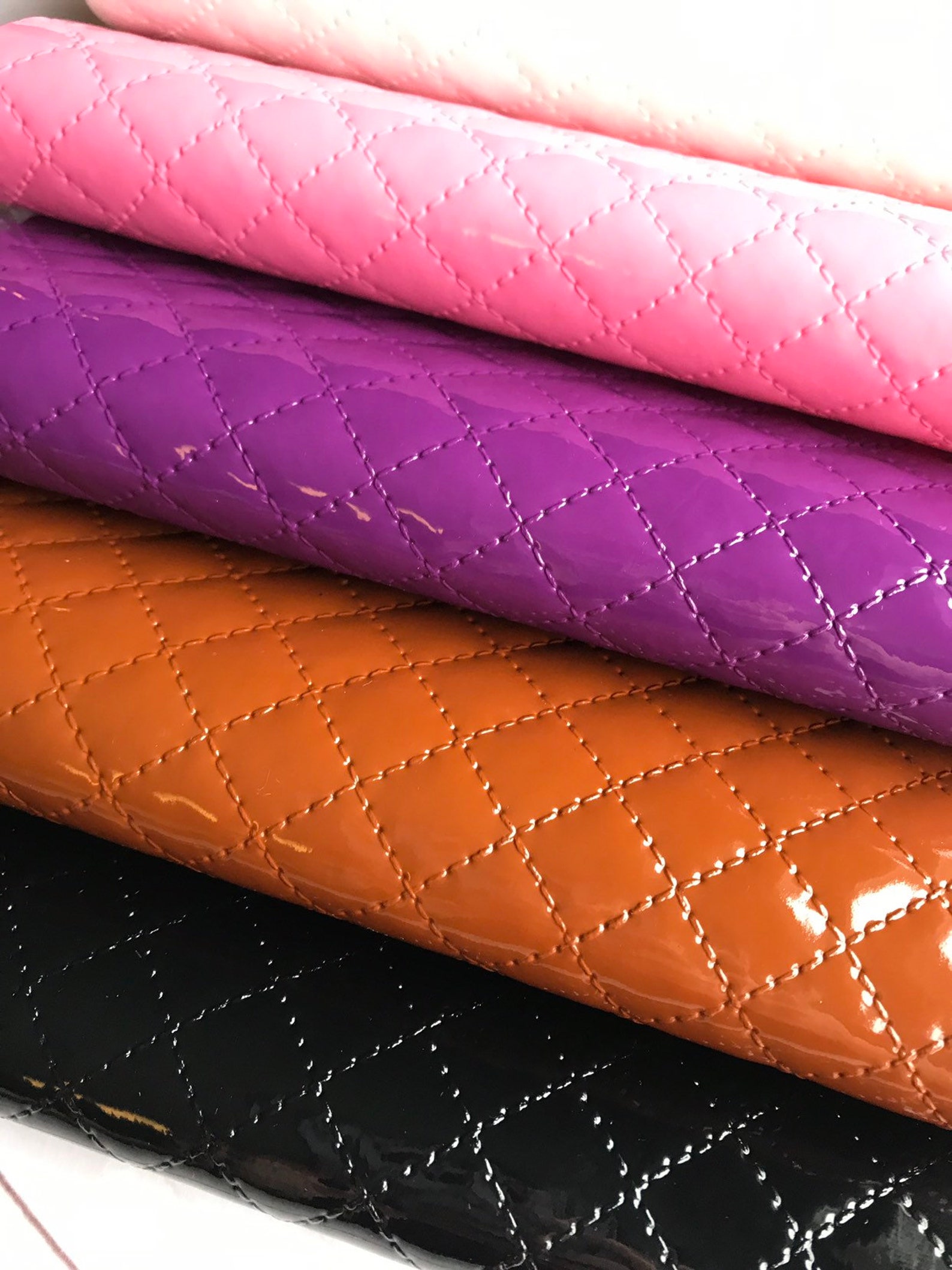 Glossy Quilt Texture Faux Leather Sheets: Craft & Hair Bow Supplies - Etsy