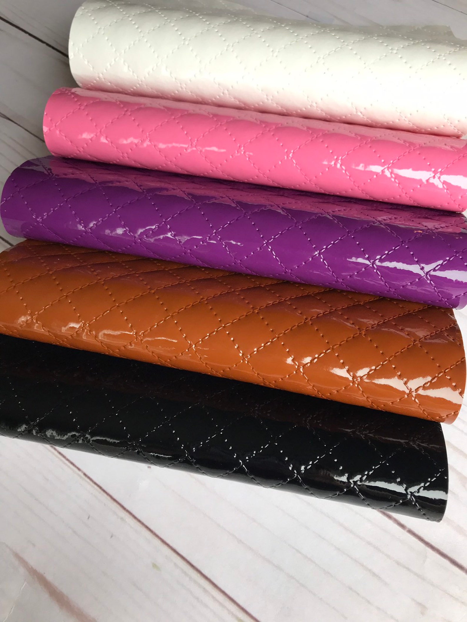 Glossy Quilt Texture Faux Leather Sheets: Craft & Hair Bow Supplies - Etsy