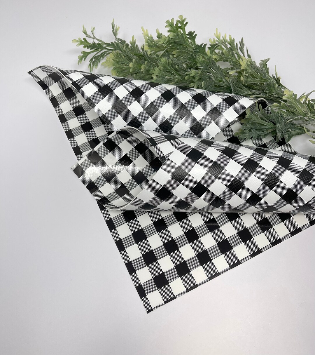 Black and White Plaid Faux Leather Sheet: Double Sided Craft Supply - Etsy